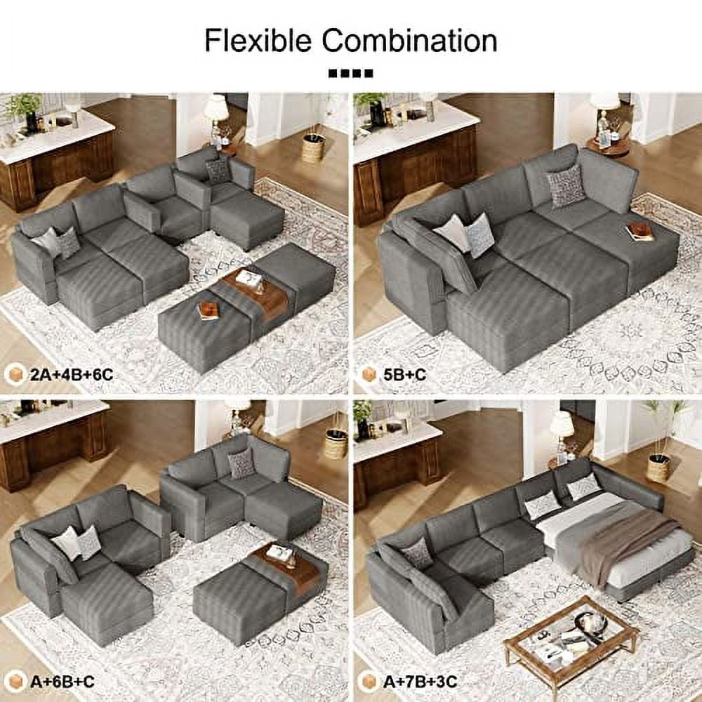 Belffin Fabric Modular Sectional Sofa Armrest Backrest Module Couch ...