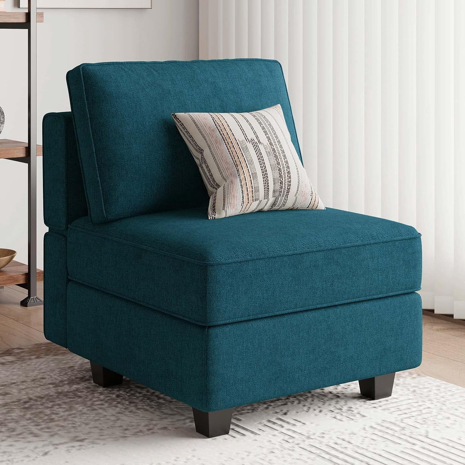 Belffin Fabric Modular Storage Ottoman Reversible Chaise Module Couch ...