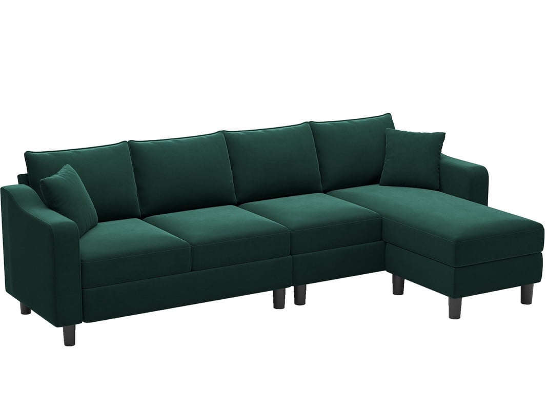 Belffin L-Shape Velvet Memory Foam Modular Sofa Sectional Couch With ...