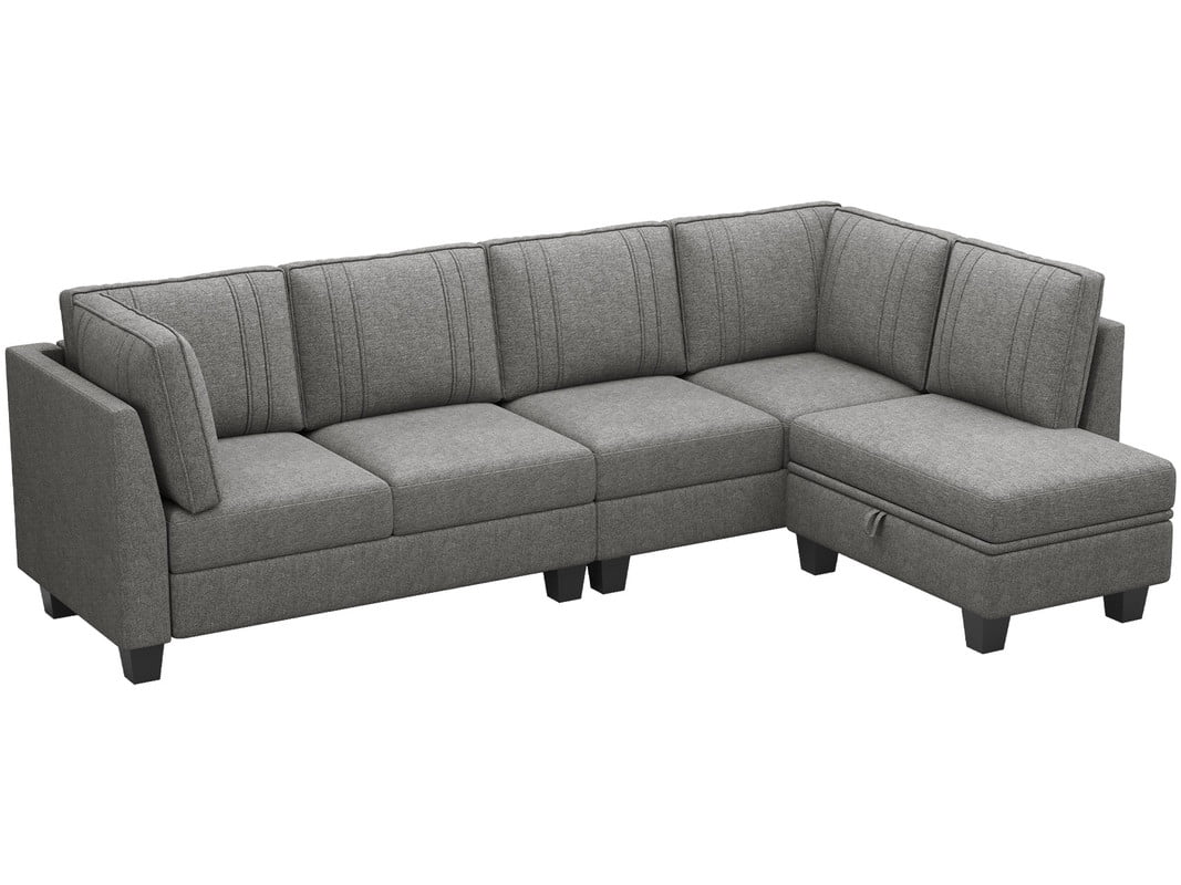 Belffin L-Shape Velvet Sectional Sofa Memory Foam Modular Sofa With ...