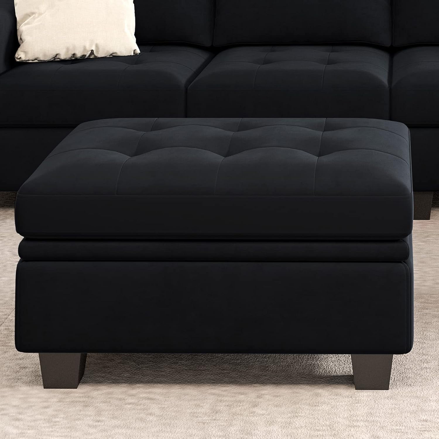 Belffin Rectangular Ottoman with Storage Tuft Ottoman for Living Room ...