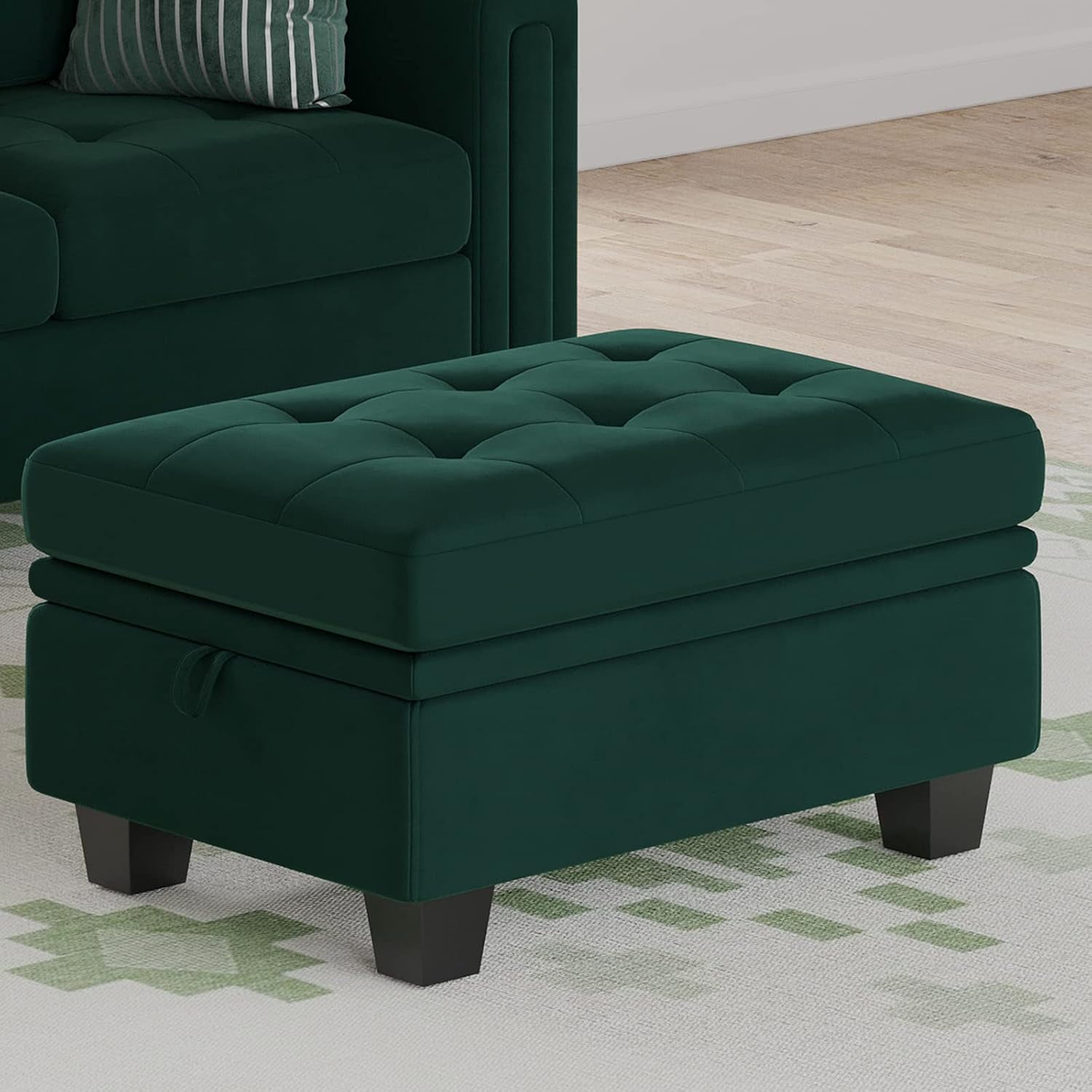 Belffin Rectangular Ottoman with Storage Tuft Ottoman for Living Room ...