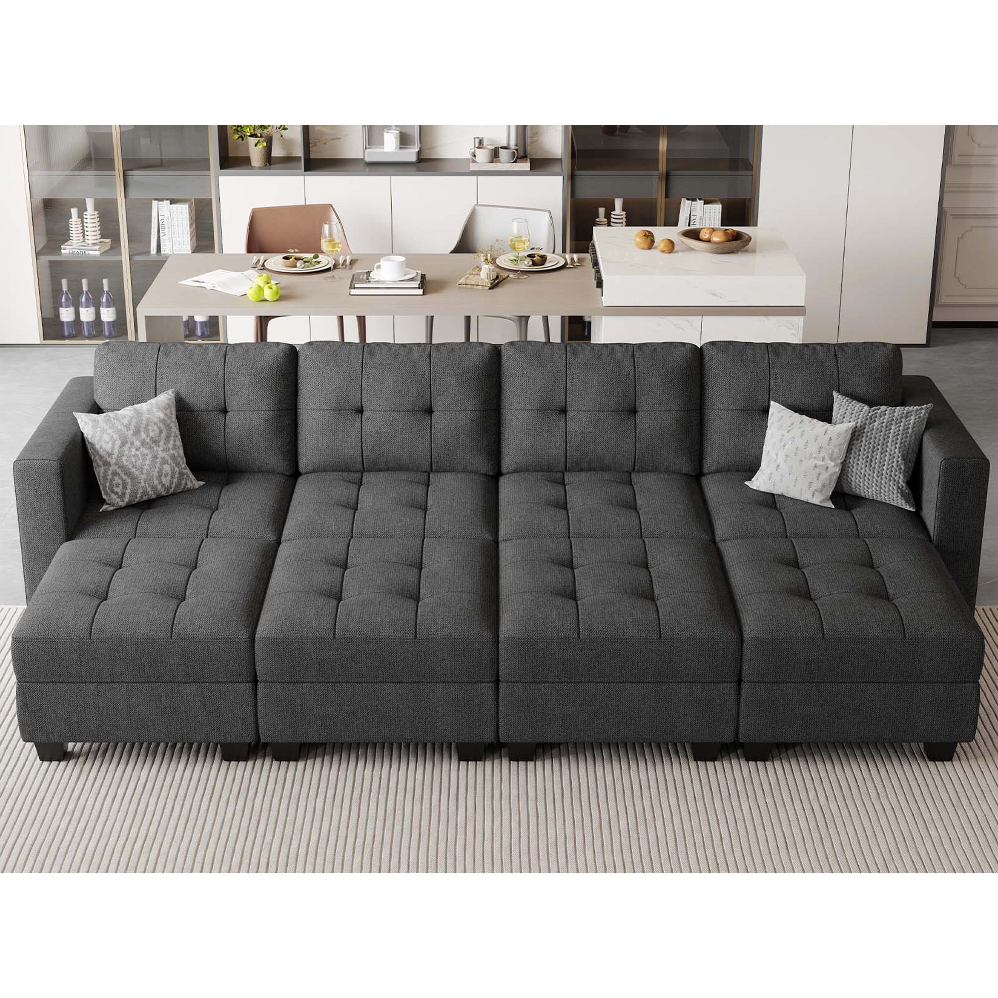 Belffin Storage Sectional Modular Couch Bed with Wide Chaises ...