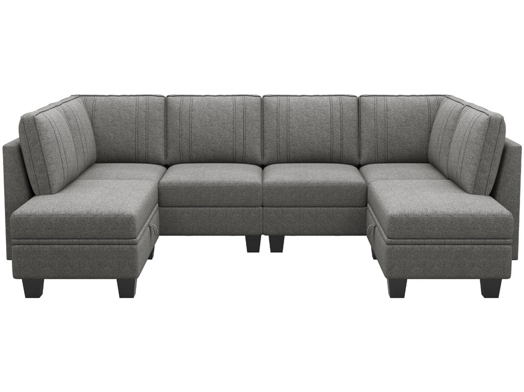 Belffin U-Shape Velvet Sectional Sofa Memory Foam Modular Sofa With ...