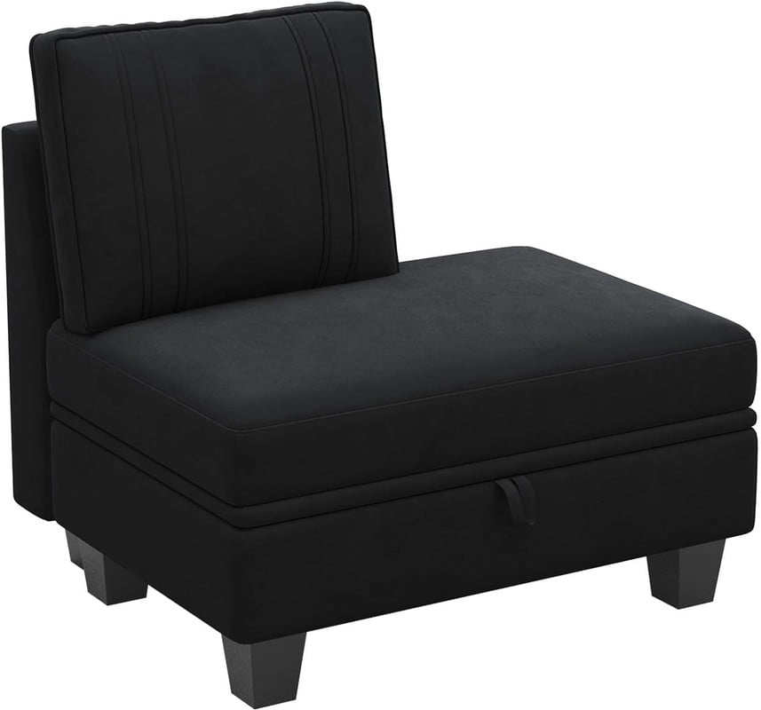 Belffin Velvet Sectional Sofa Footstool And Back Stand Memory Foam ...