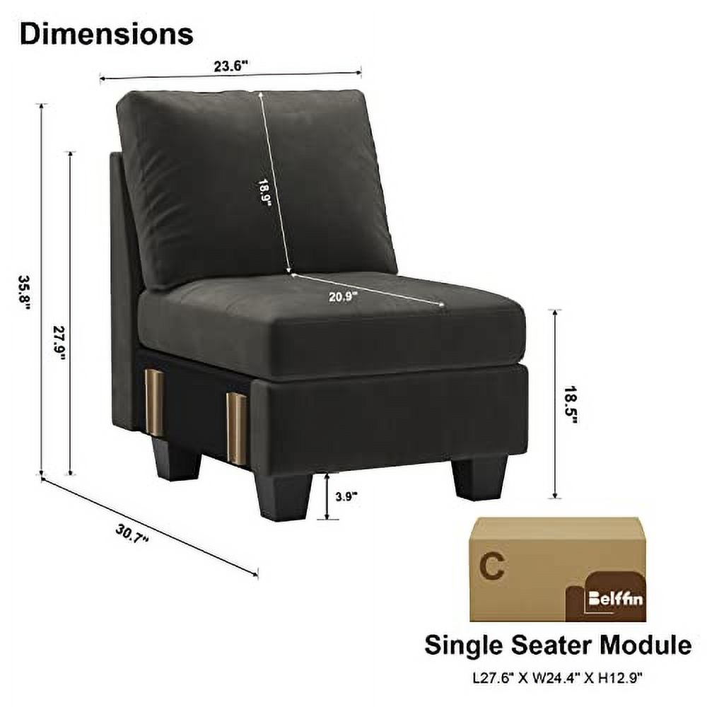 Belffin Velvet Single Seat Module for Modular Sectional Sofa Couch ...