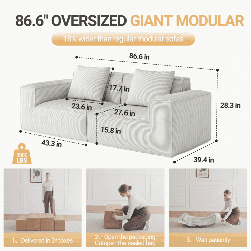 Belfin Modular Sectional Sofa, Convertible Tofu Block Sofa Floor Sofa ...