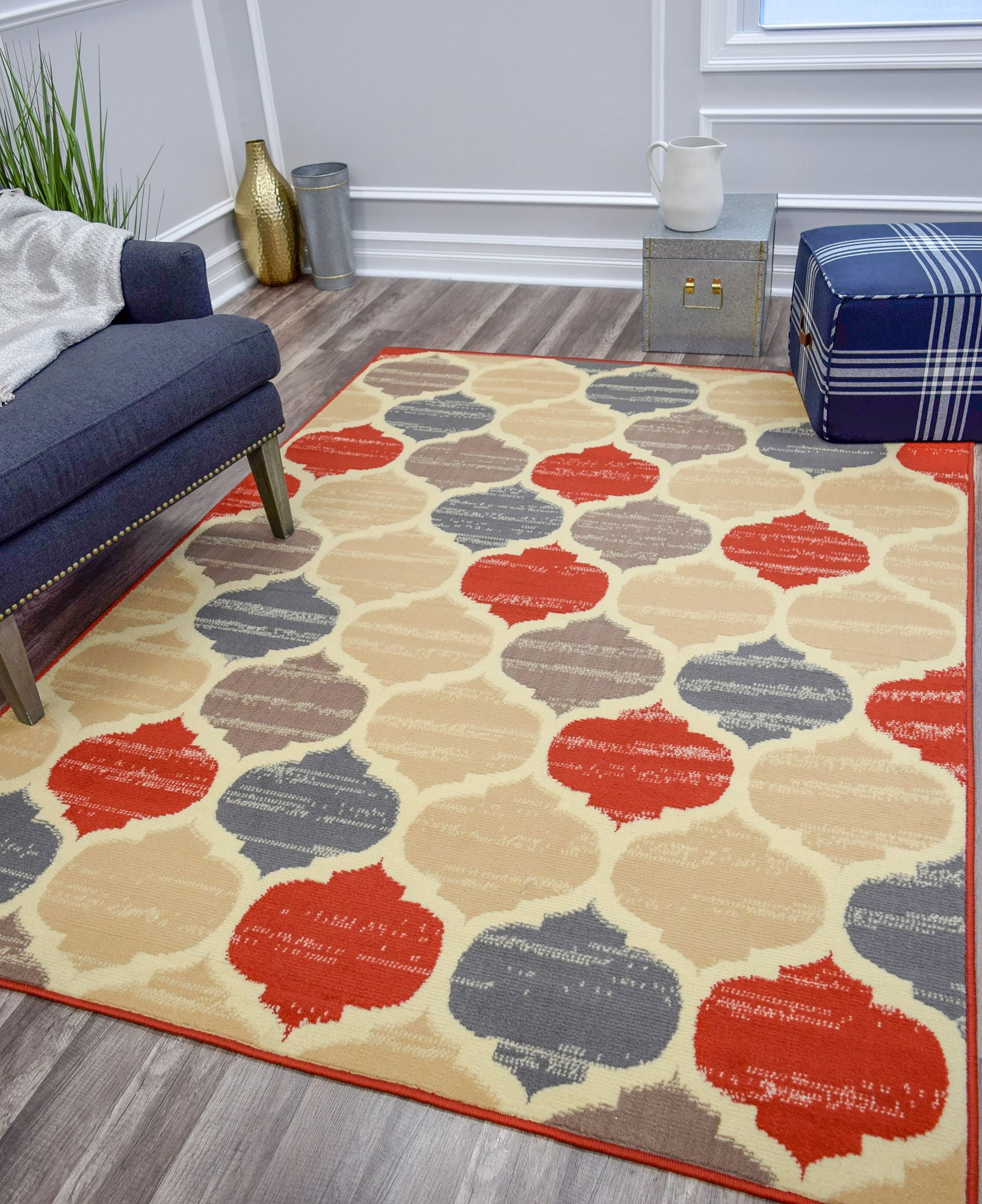 Belfort BM10A RED SEAMS trellis Contemporary beige Area Rug, 2'6"x12 ...
