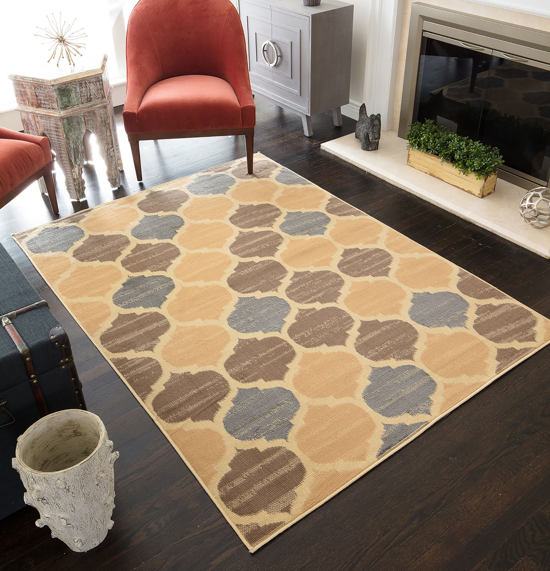 Belfort BM10B Berber Seams trellis Contemporary beige Area Rug, 5'x7 ...