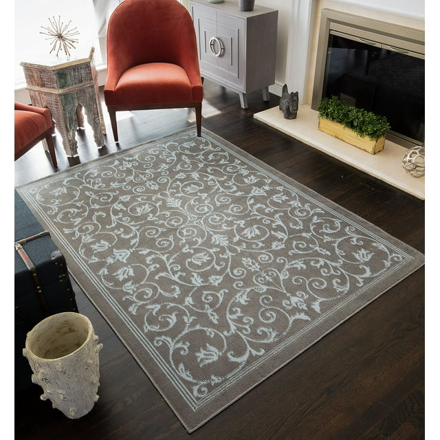 Belfort B20D Vines Grey Transitional Light Gray Area Rug, 5x7 - Walmart.com