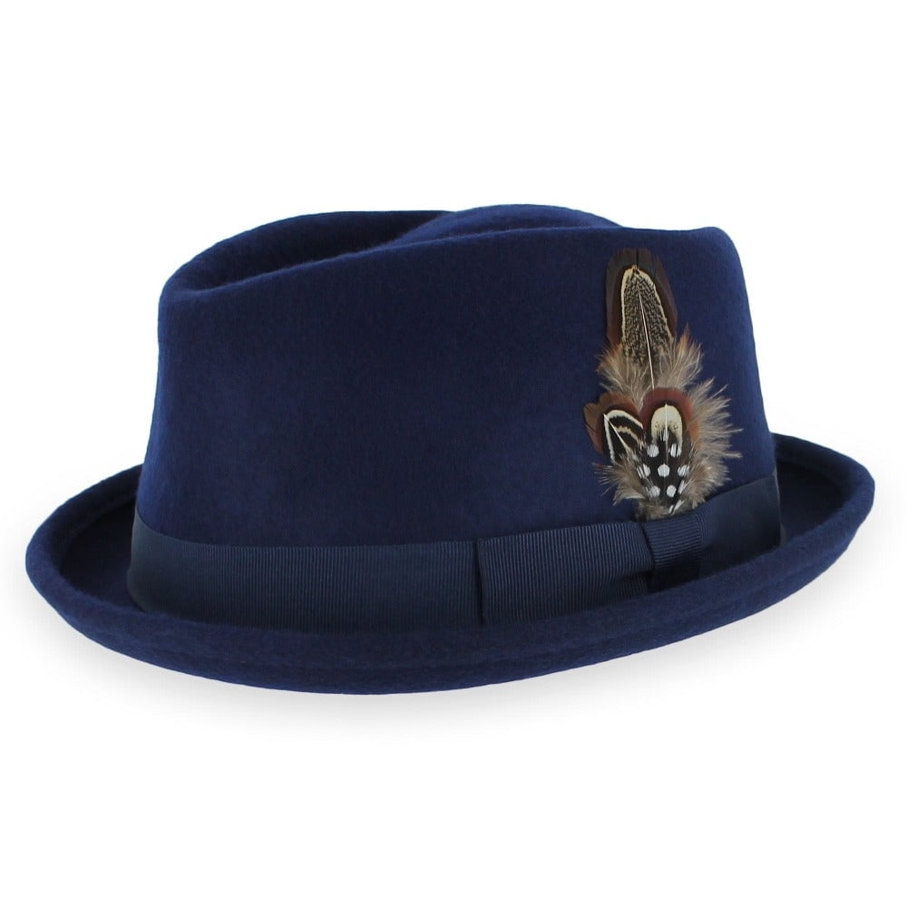 Belfry Crushable Porkpie Fedora Hat Men's Vintage Style 100% Pure Wool (Medium, Navy) - Walmart.com