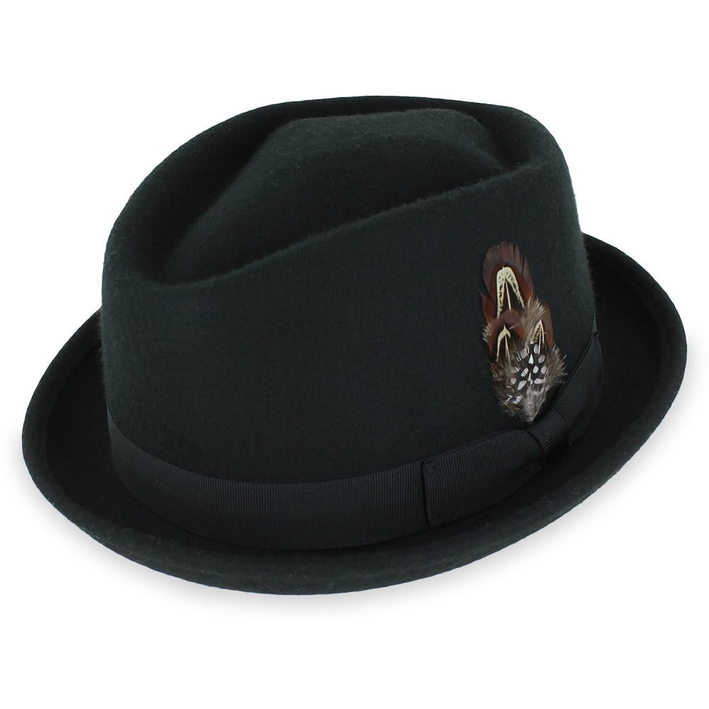 Belfry Crushable Porkpie Fedora Hat Men's Vintage Style 100% Pure Wool (XLarge, Black) - Walmart.com