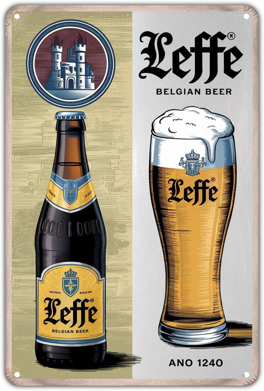 Belgian Beer Pub Bar Man Cave tin sign Vintage Leffe Beer Metal Sign ...