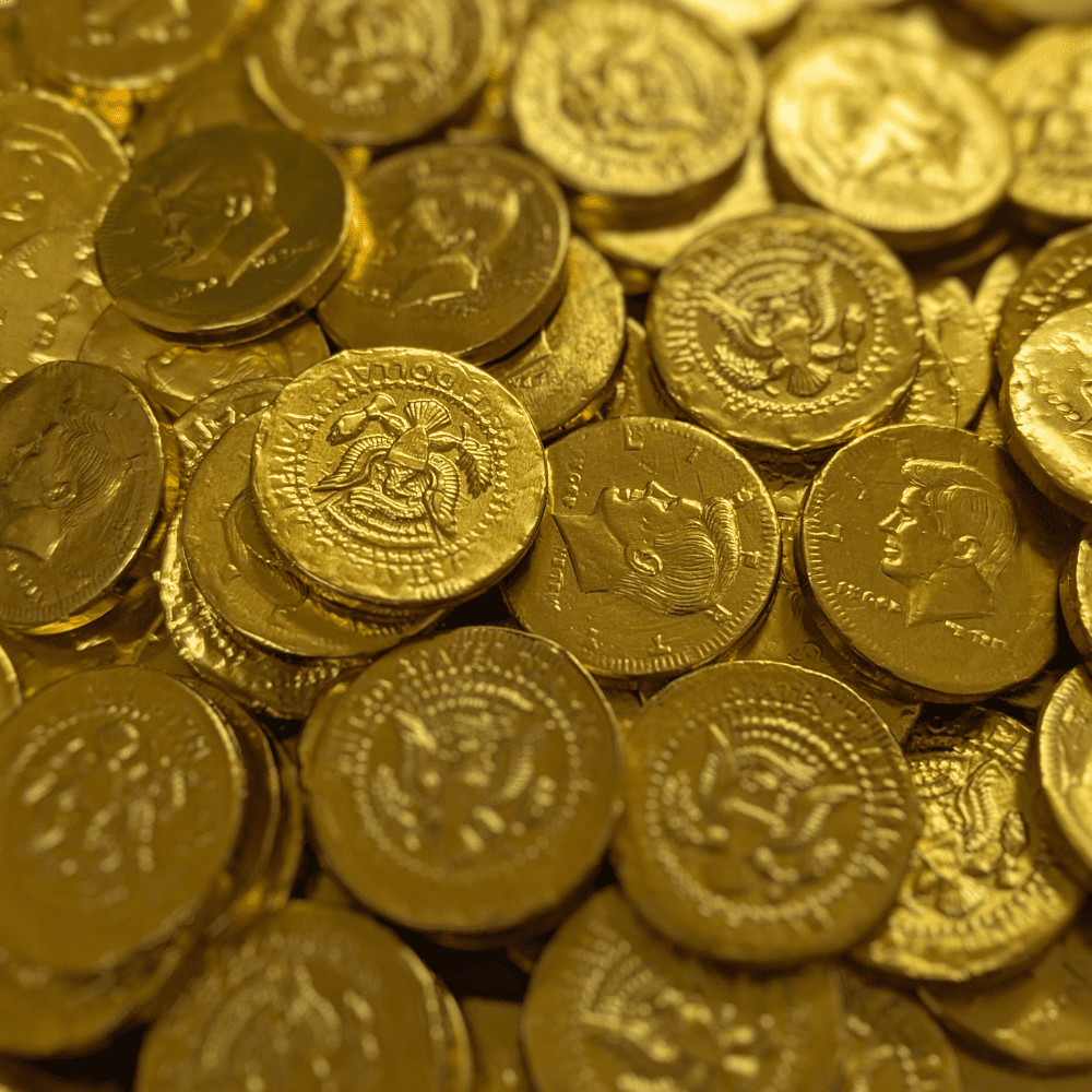 Belgian Milk Chocolate Gold Foil Wrapped Coins for Christmas, Candy ...