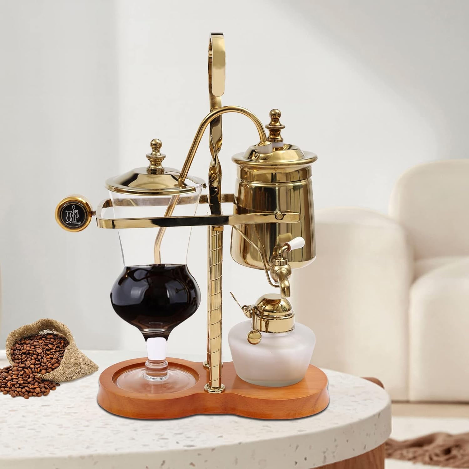 Belgian Luxury Syphon Coffee Machine Gold Retro Royal Family Balance ...