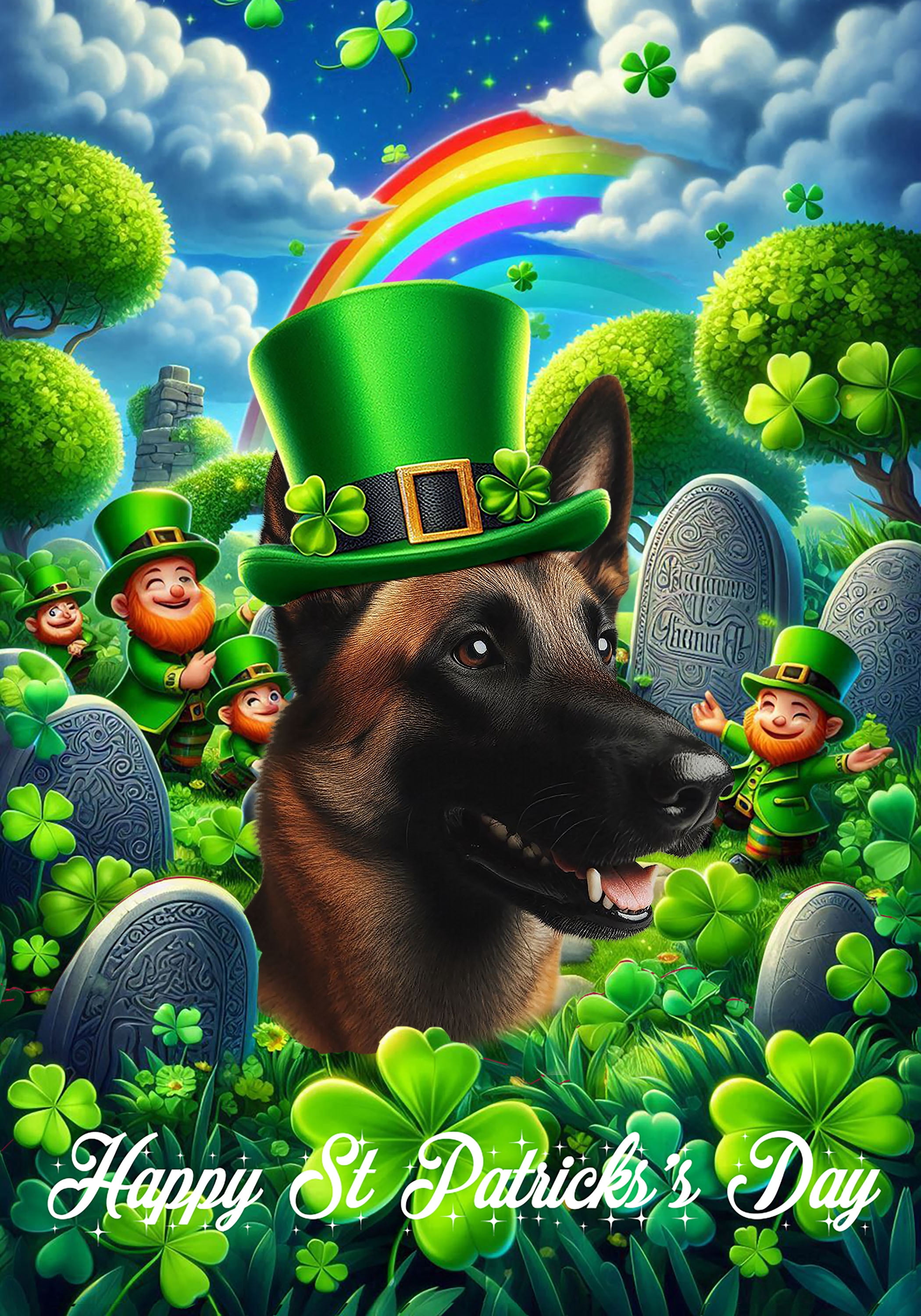 Belgian Malinois - Best of Breed Saint Patricks Day Outdoor House Flag ...