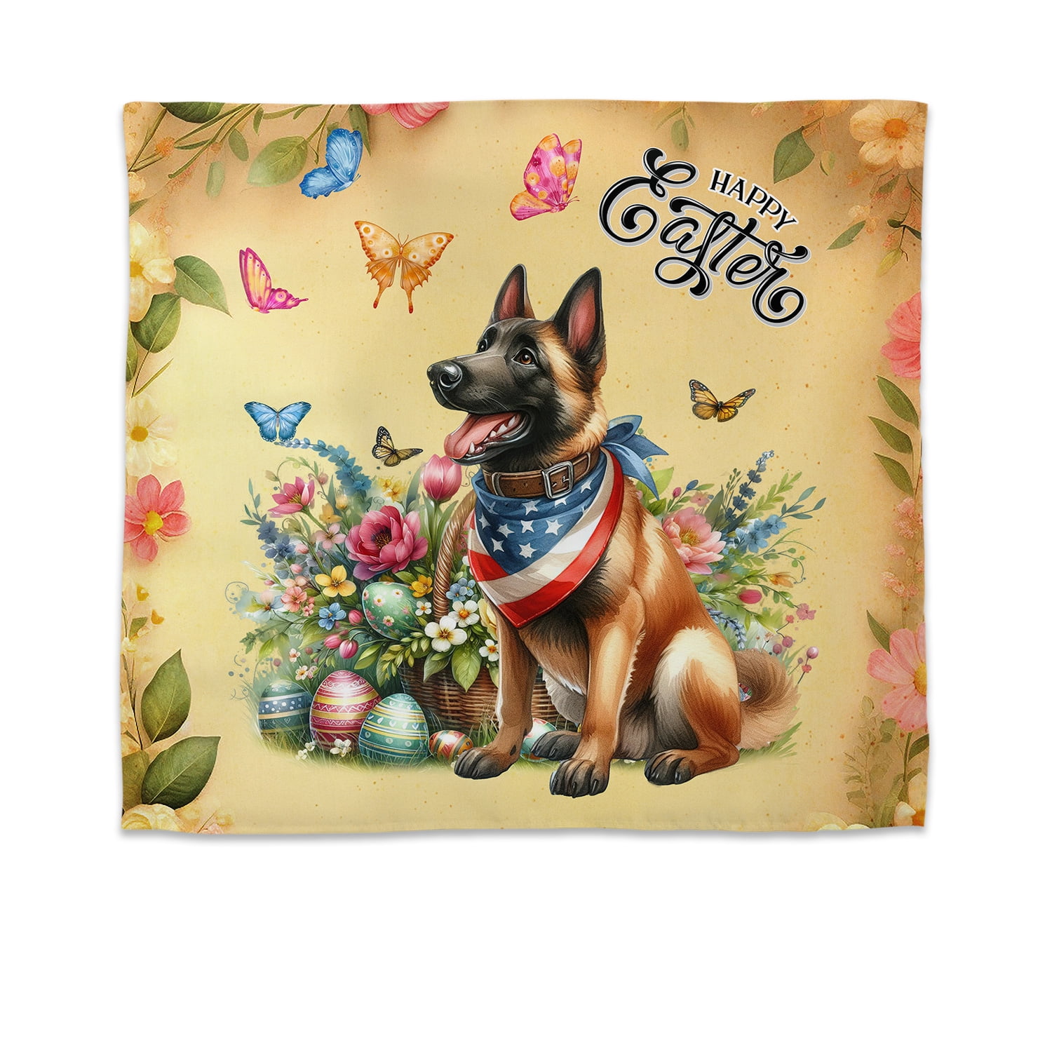 Belgian Malinois Celebrates Spring and Enjoys a Happy Easter Tapestry ...