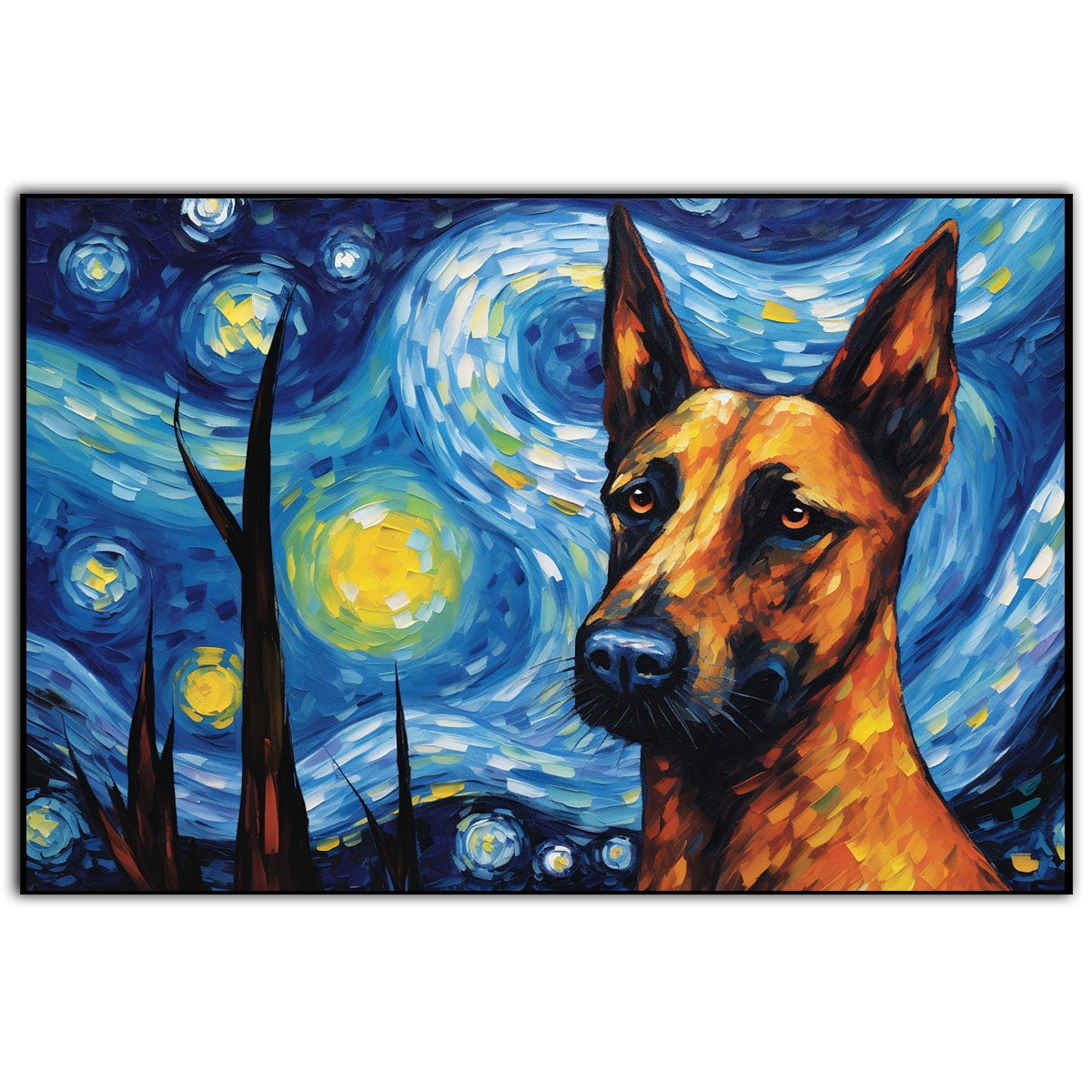 Belgian Malinois Dog Canvas Prints of Starry Night Paintings ...