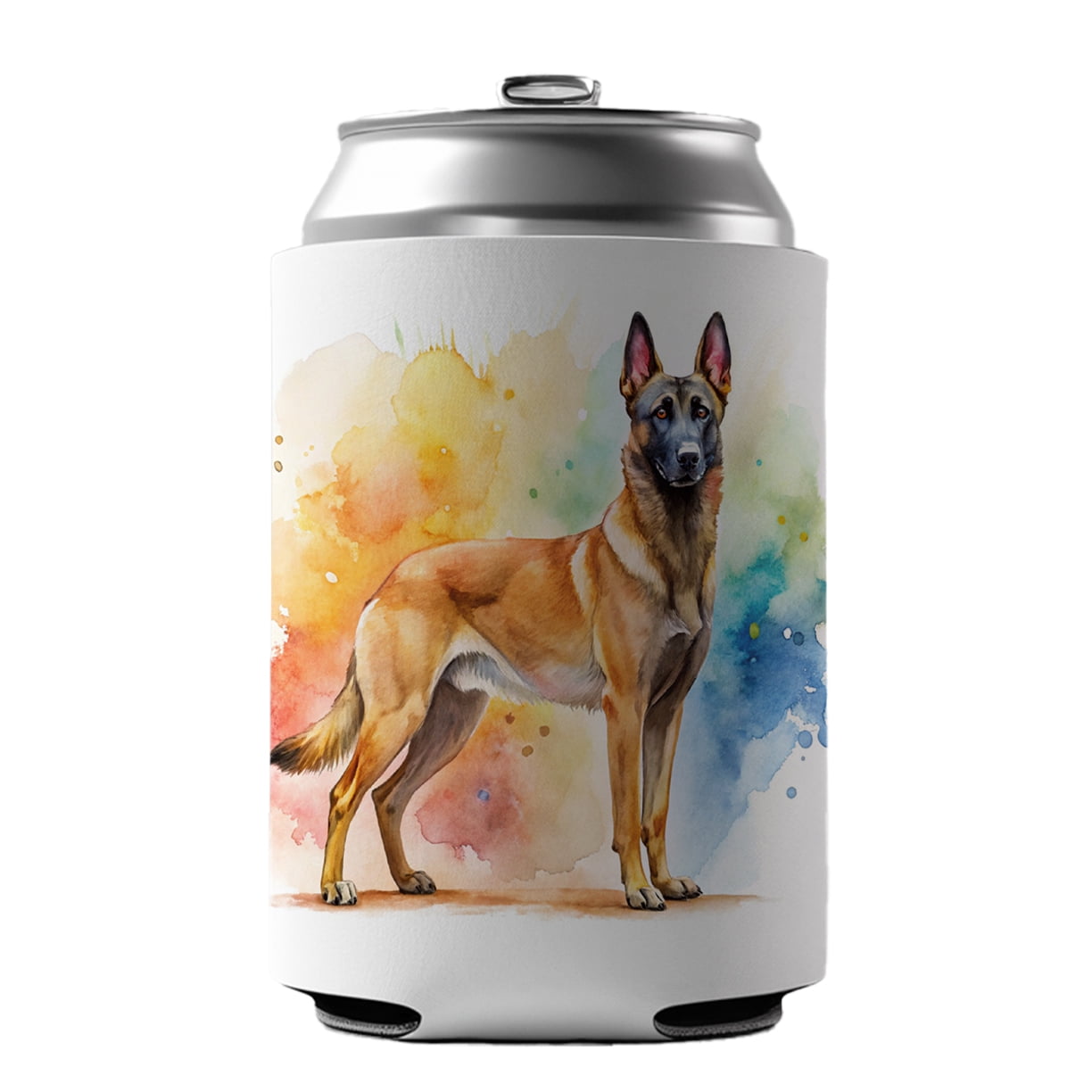Belgian Malinois Dog Watercolor Style Drink Beer Soda Insulated Sleeve ...