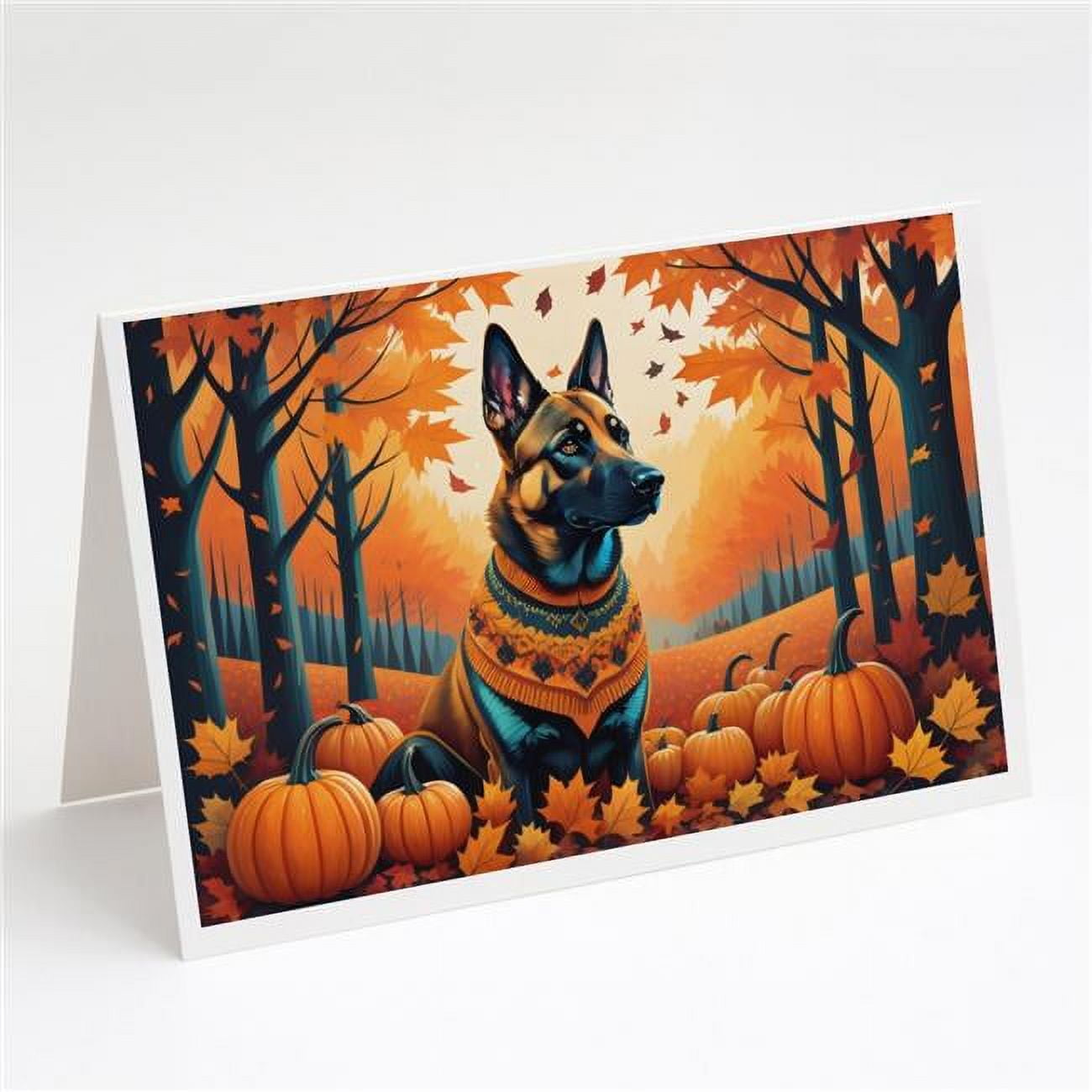 Belgian Malinois Fall Greeting Cards and Envelopes Pack of 8 7 in x 5 ...