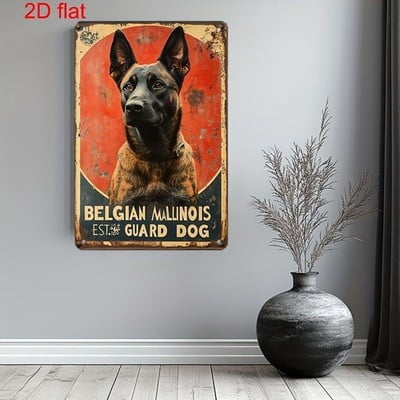Belgian Malinois Vintage Red Background Tin Metal Signs Home Décor 8x12 ...