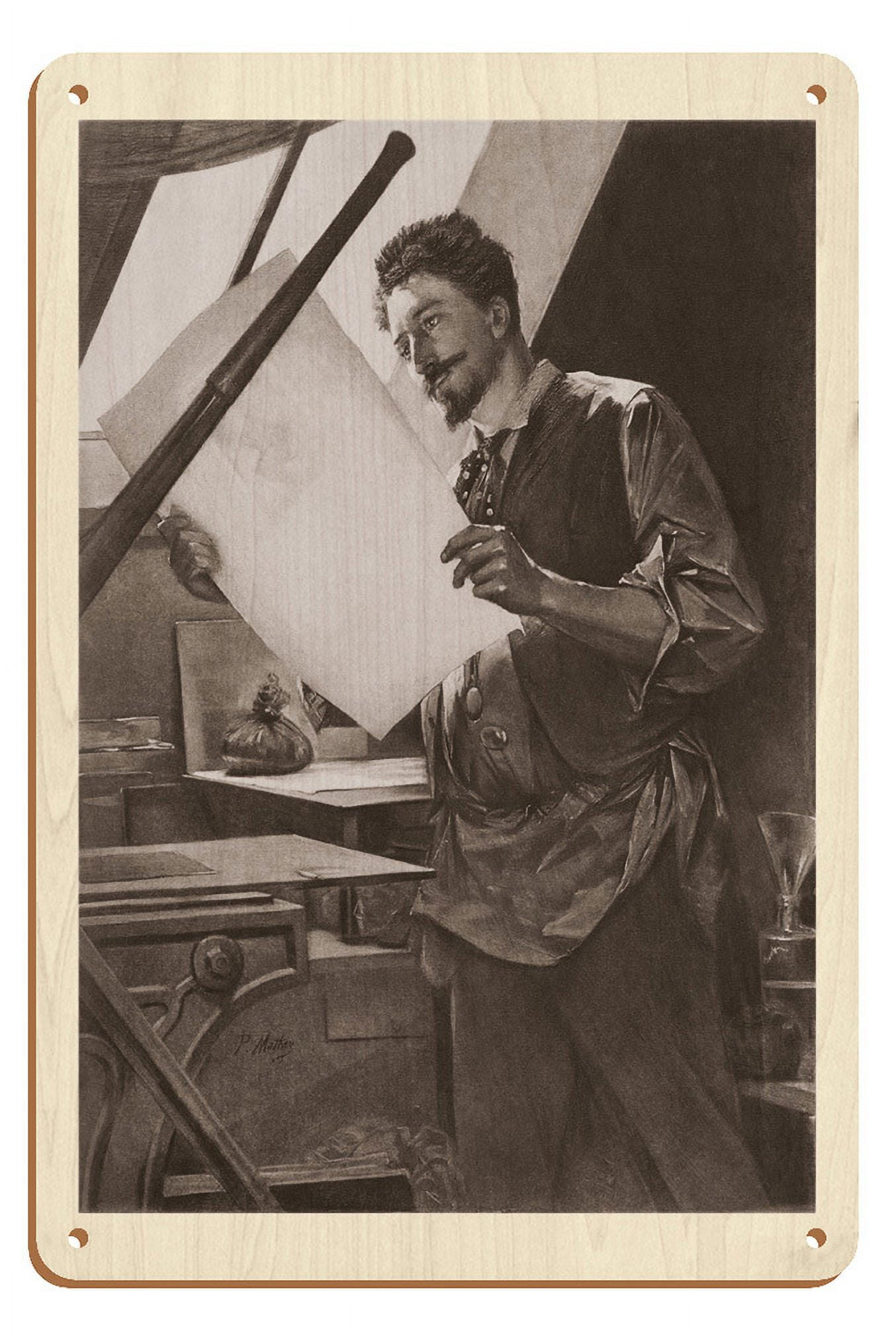 Belgian Printmaker Félicien Rops in his Studio - From an Original ...