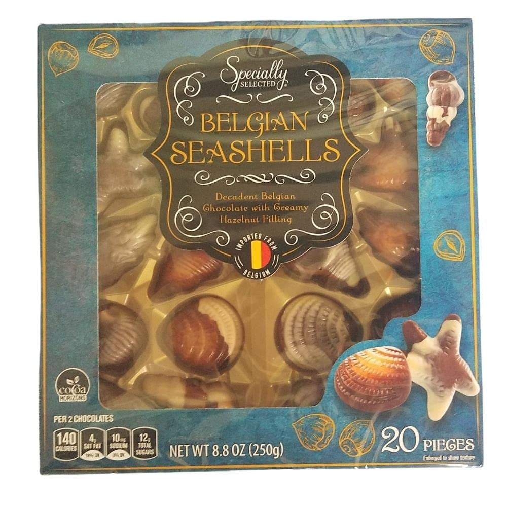 Belgian Seashells - Belgian Chocolate with Creamy Hazelnut Filling, 20 ...