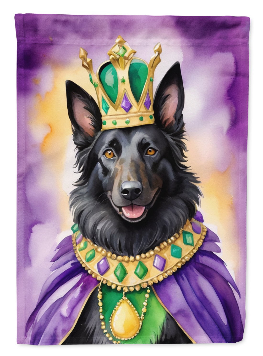 Belgian Sheepdog King of Mardi Gras House Flag 28 in x 40 in - Walmart.com