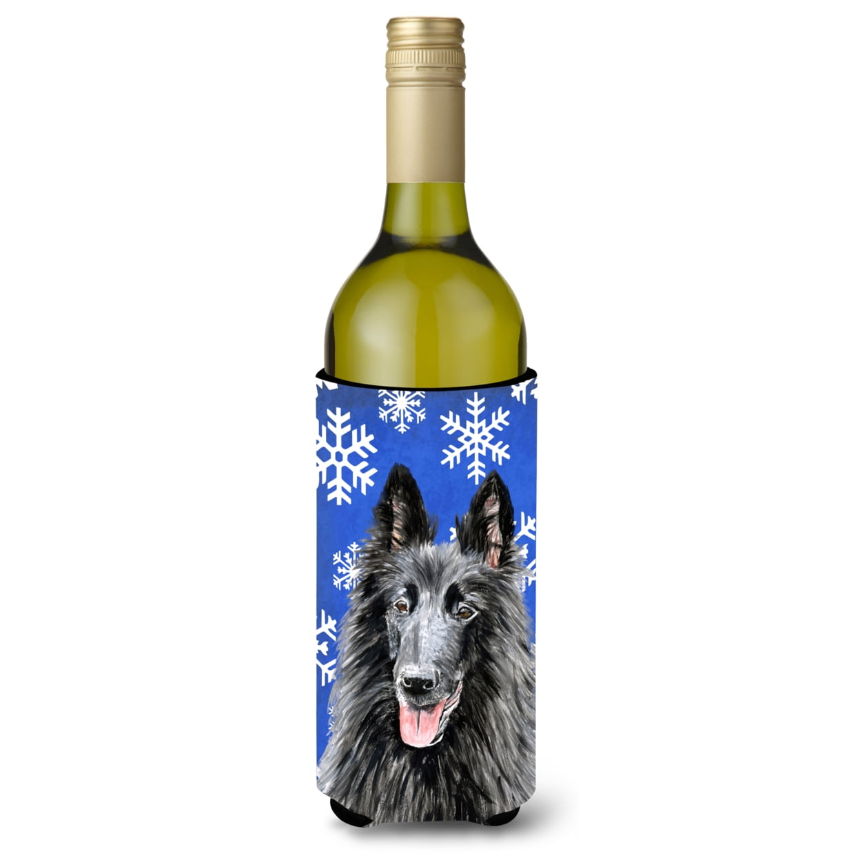 Belgian Sheepdog Winter Snowflakes Holiday Wine Bottle Hugger - Walmart ...
