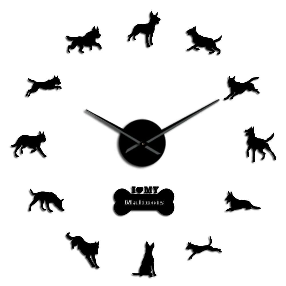 Belgian Shepherd Malinois Dog Frameless Wall Clock Stickers, DIY Modern ...