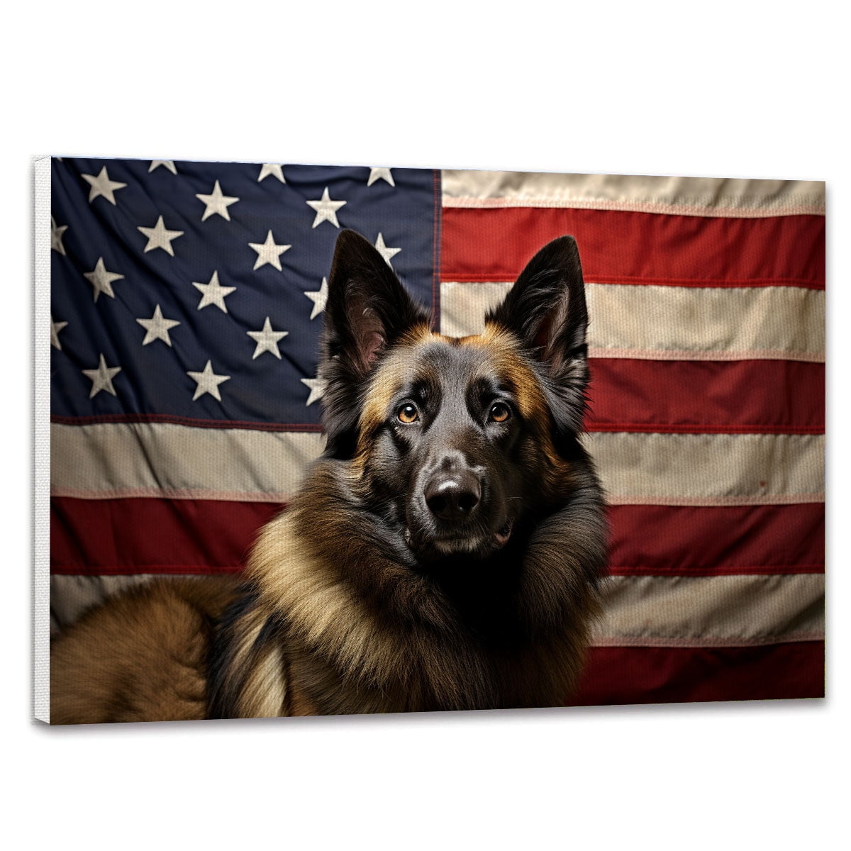 Belgian Tervuren Dog American Flag Canvas Poster Wall Art Dog Pictures for Wall Decor Red White ...