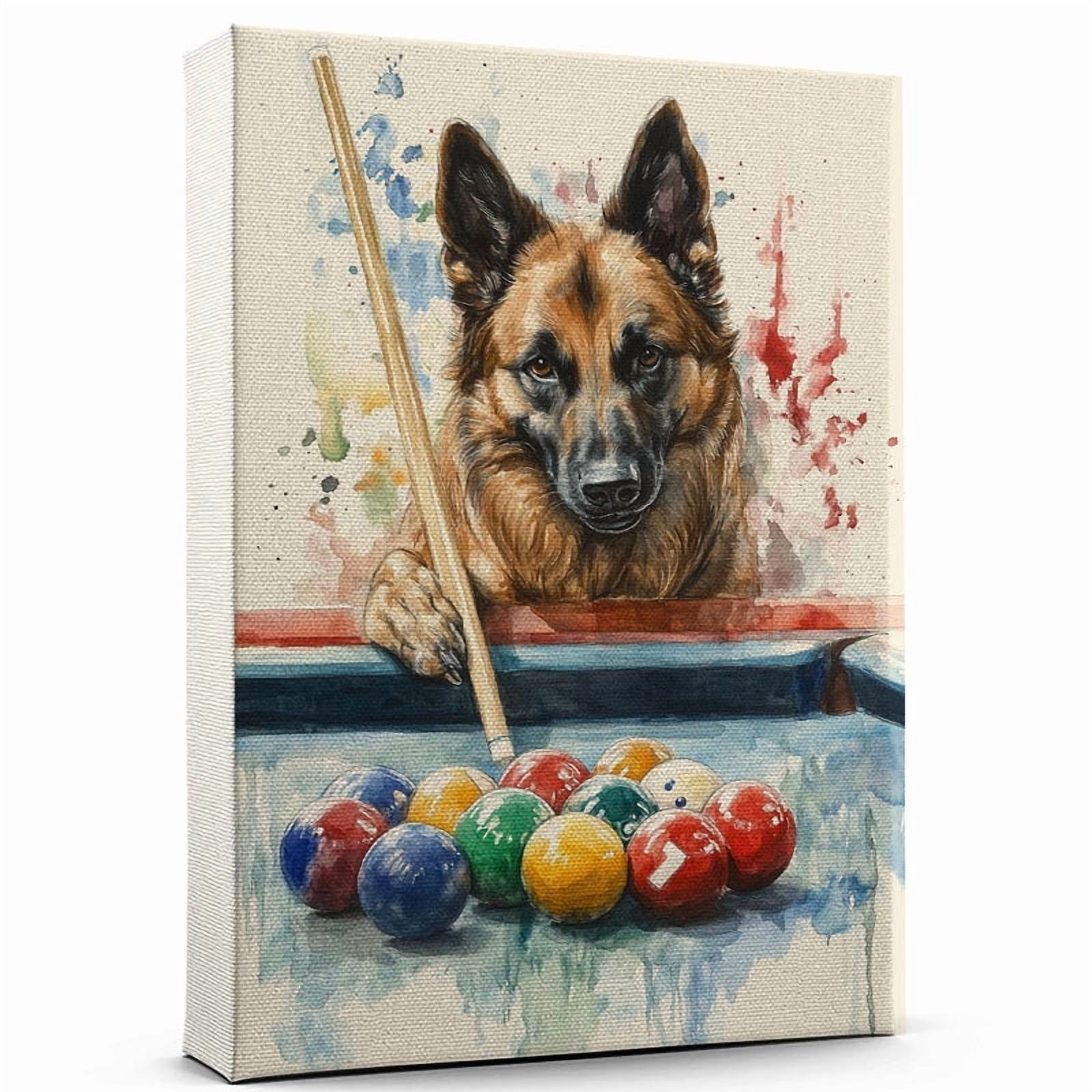 Belgian Tervuren Dog Stretched Canvas Size 8x12 – Billiards Theme Dog ...
