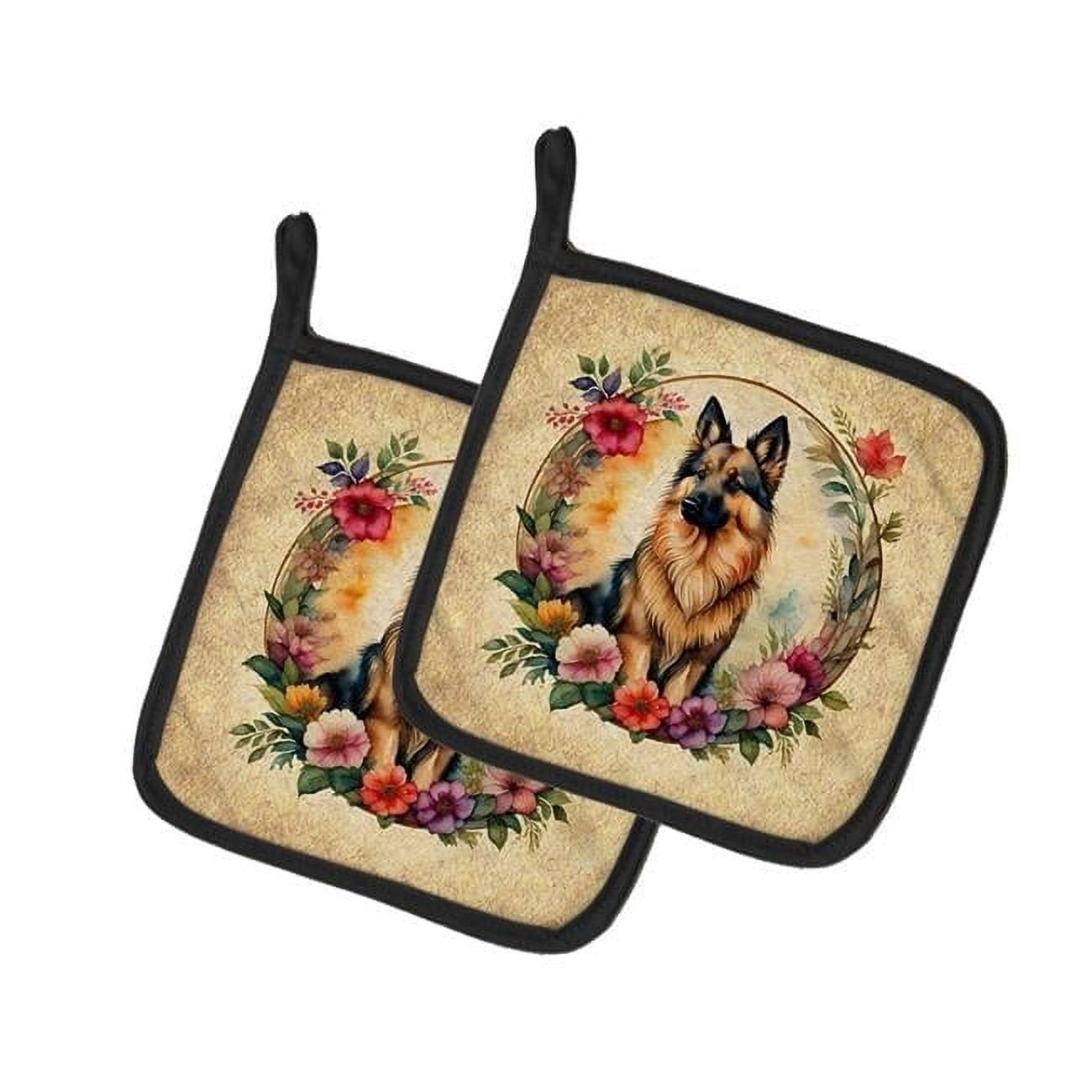 Belgian Tervuren and Flowers Pair of Pot Holders - Walmart.com