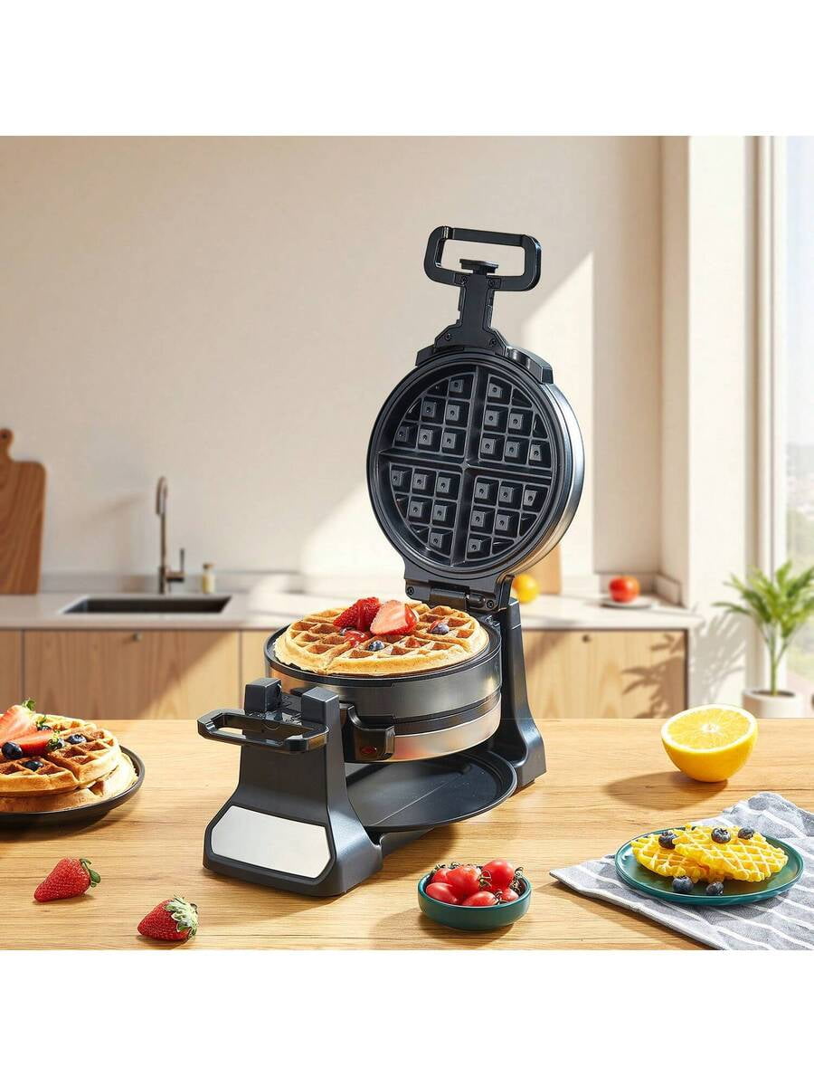 Belgian Waffle Maker - 1400W Double Flip Rotating Waffle Iron With ...