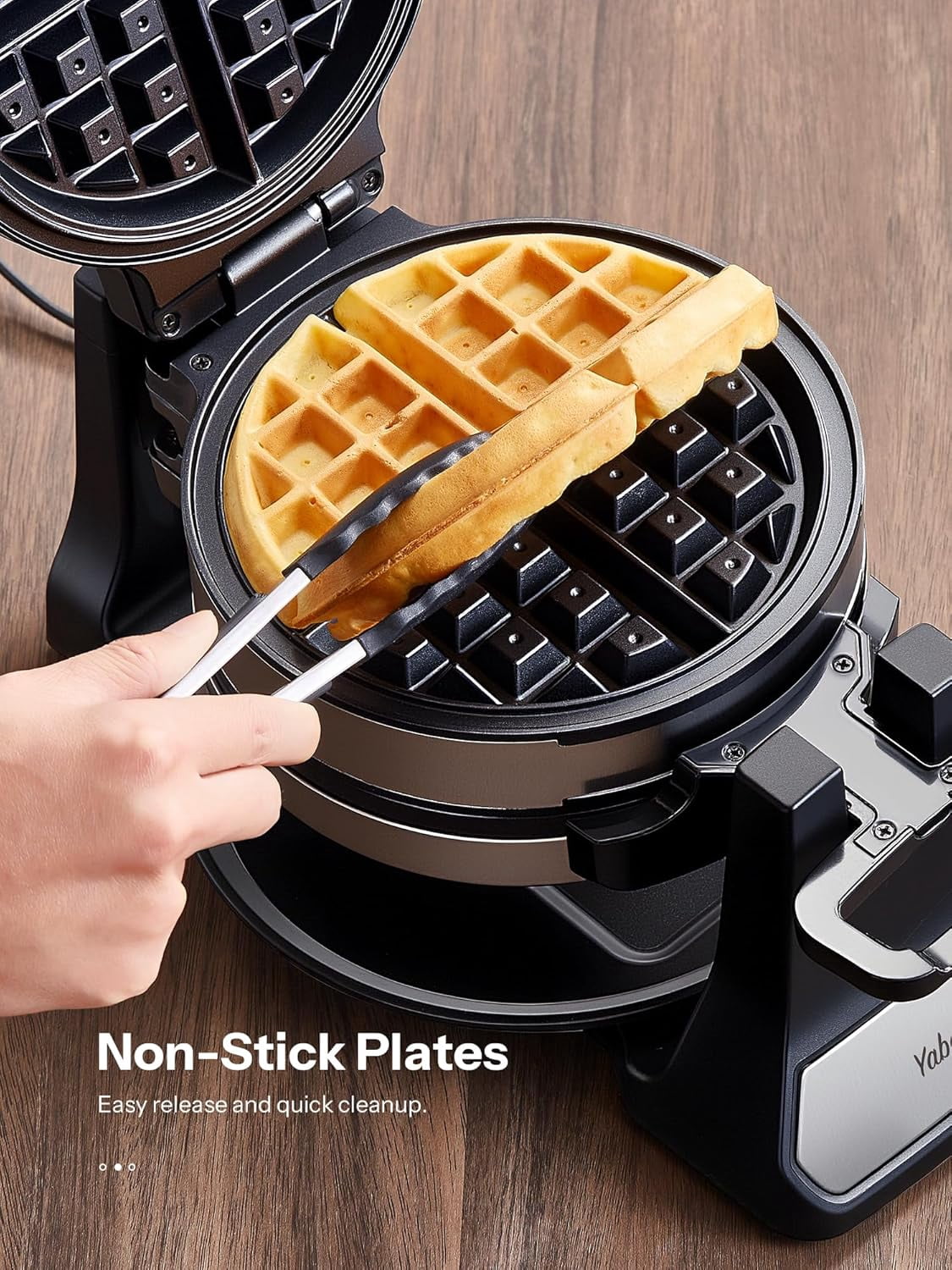 Belgian Waffle Maker, Classic Rotating Waffle Iron with Nonstick Plates ...