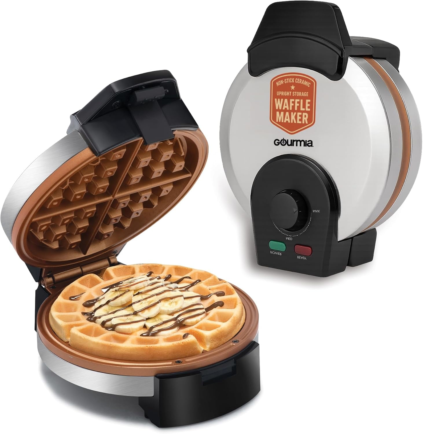 Belgian Waffle Maker – Compact Design with Upright Storage, Adjustable ...