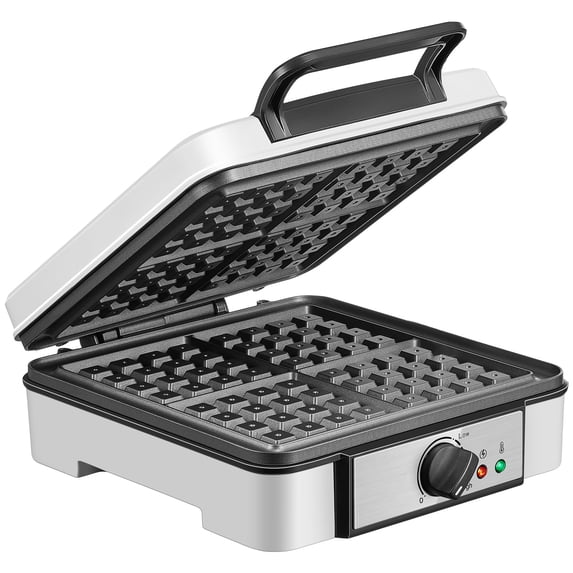 Belgian Waffle Maker Iron 𝟒 𝑺𝒍𝒊𝒄𝒆𝒔 𝟏𝟐𝟎𝟎𝑾, Waffle in 𝟓 𝑴𝒊𝒏𝒔, 5 Browning ...