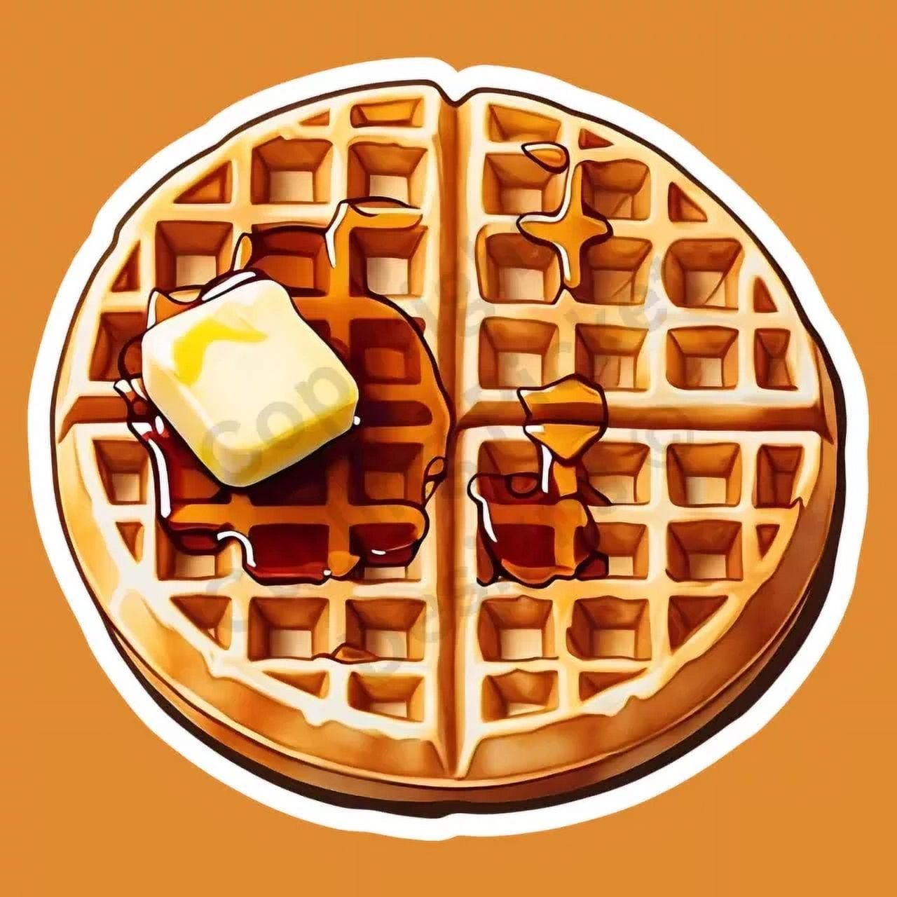 Belgian Waffle With Butter And Syrup Food Sticker Phone Decal Water ...