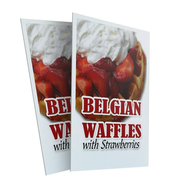Belgian Waffle With Strawberries (2-PACK) 24" x 36" Plastic Signs ...