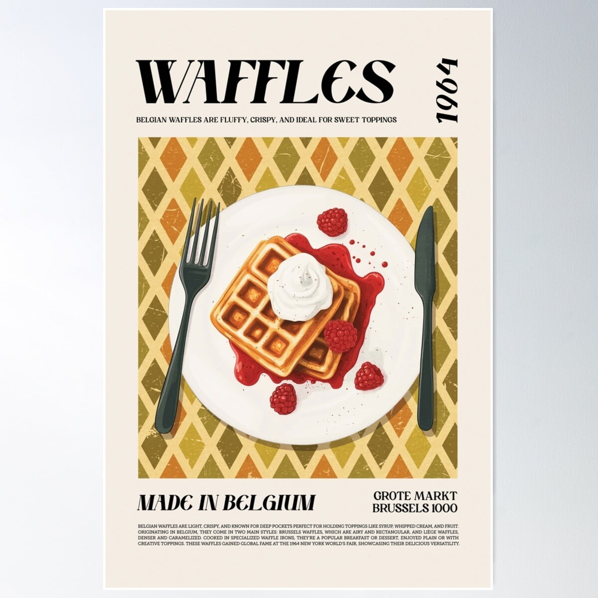 Belgian Waffles Wall Art Poster Wall Art, Modern Wall Decor For Living ...