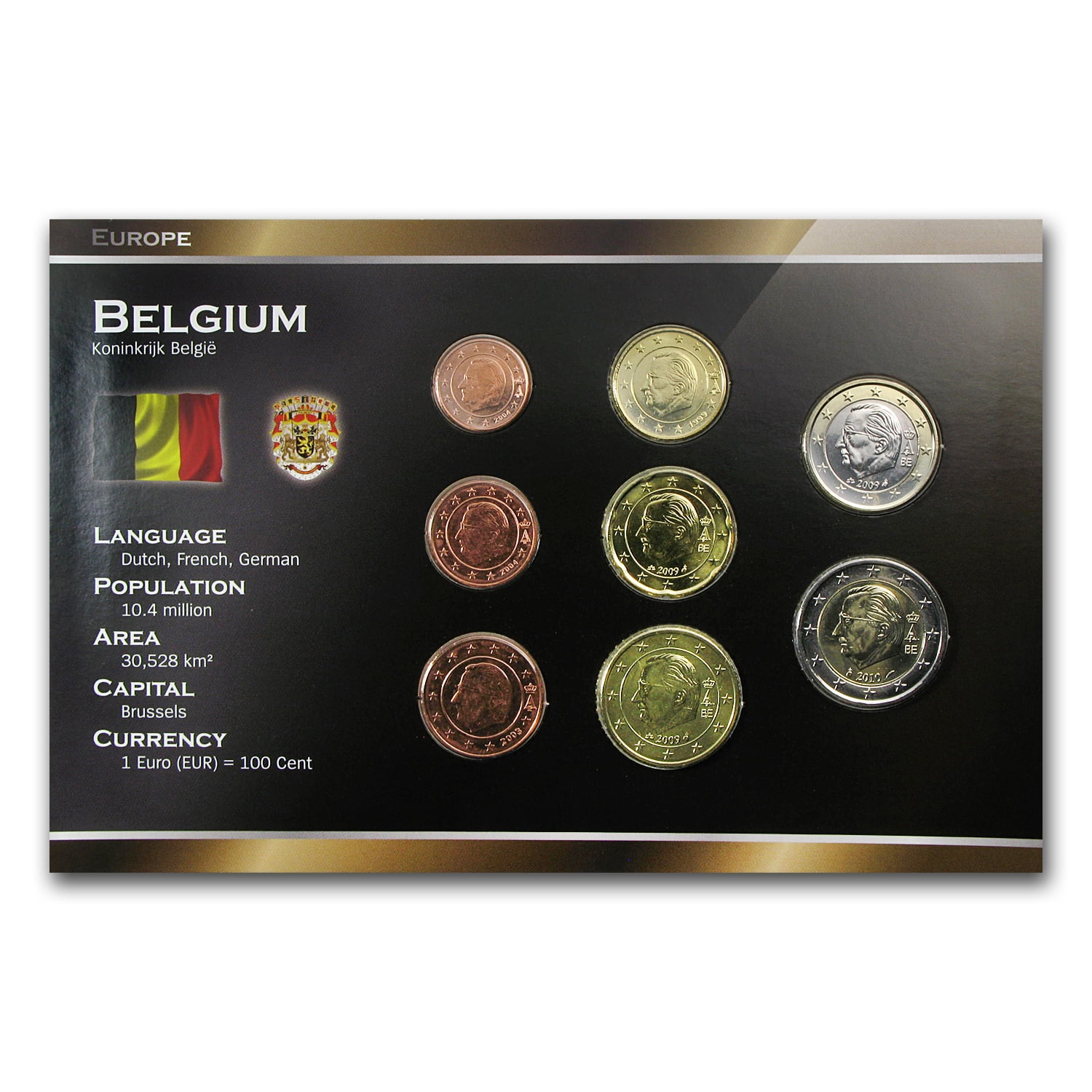 Belgium 1 Cent-2 Euro 8-Coin Euro Set BU - Walmart.com