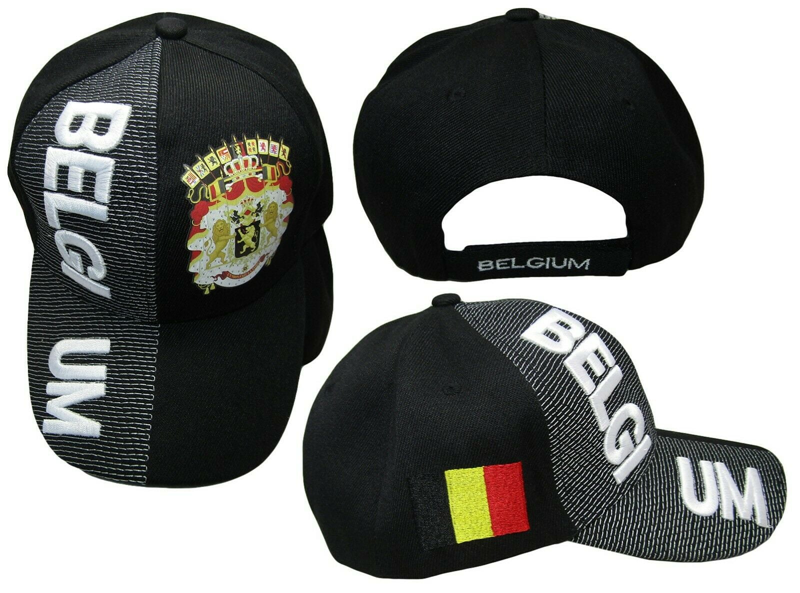 Belgium Country Black White Letter Crest 3-D Patch On Side Embroidered ...