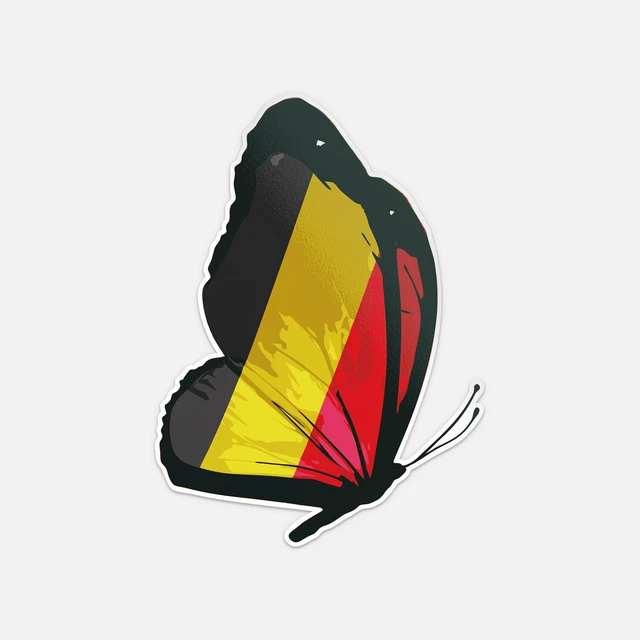 Belgium Flag Butterfly Die-Cut Sticker Phone Decal Water Bottle ...