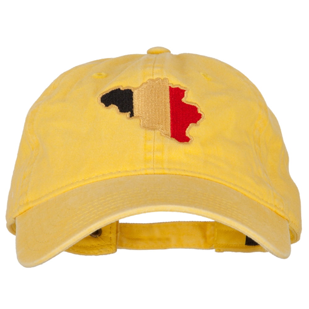 Belgium Flag Map Embroidered Washed Cotton Twill Cap - Bright Yellow ...