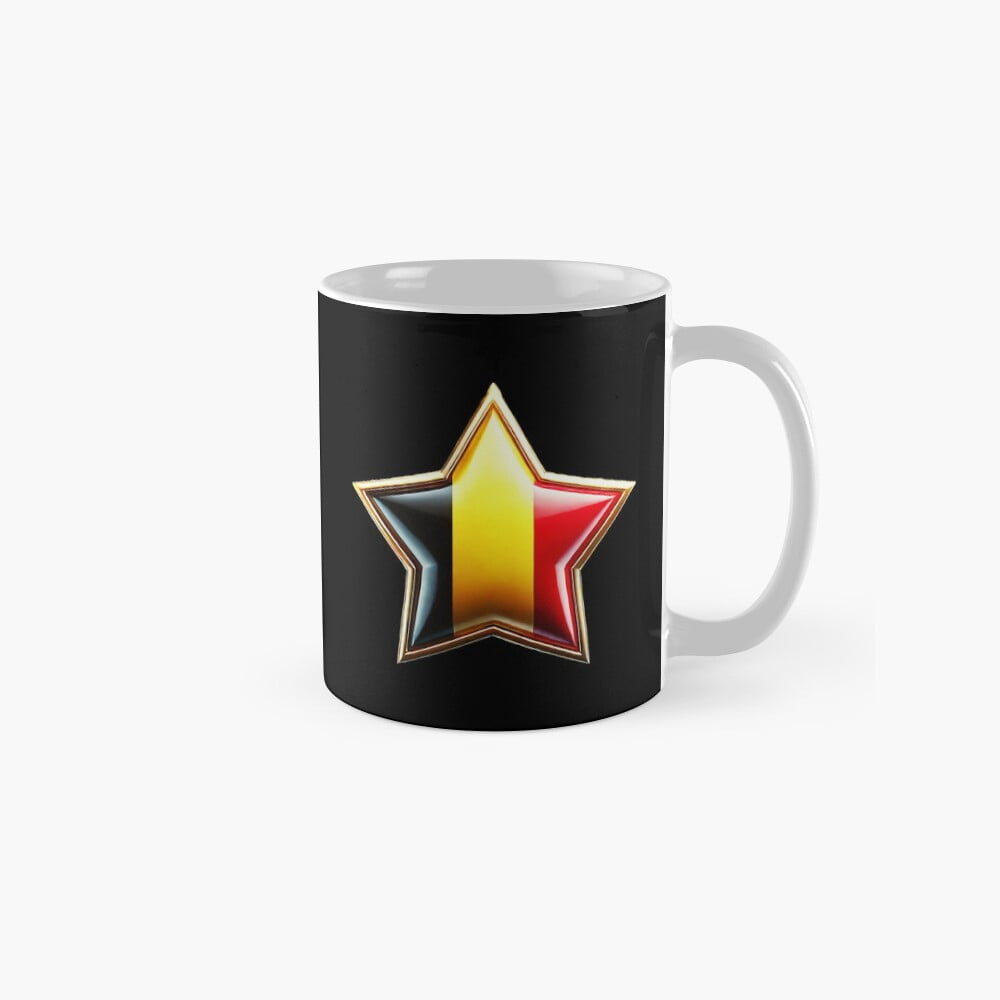 ⭐ Belgium Pride - Bold & Shiny Star Flag Design ⭐ Classic Mug, Ceramic ...