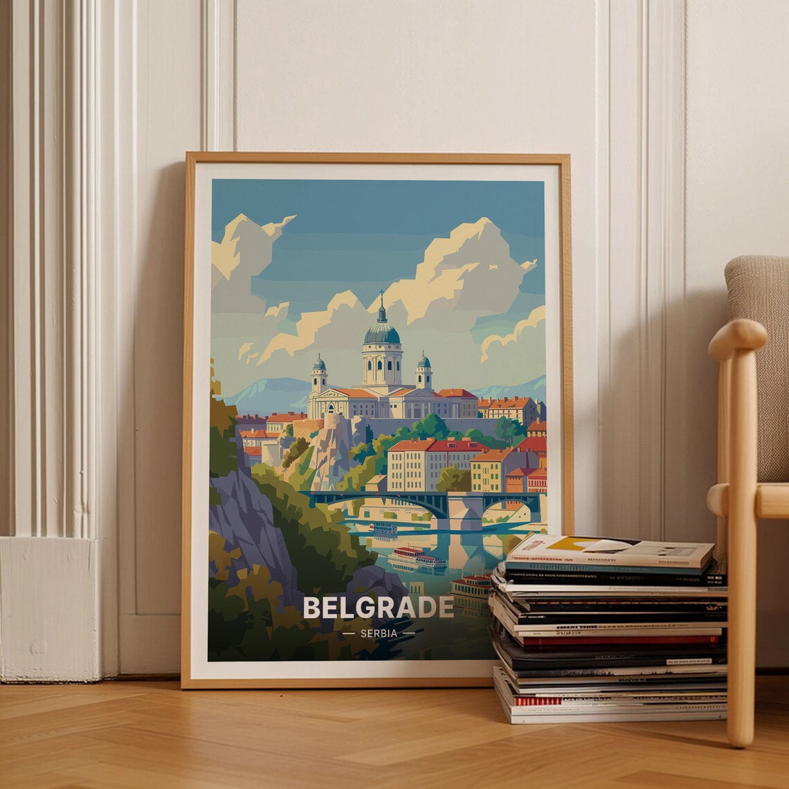 Belgrade Cityscape Travel Poster, Serbia Art Print, Home & Office Wall ...