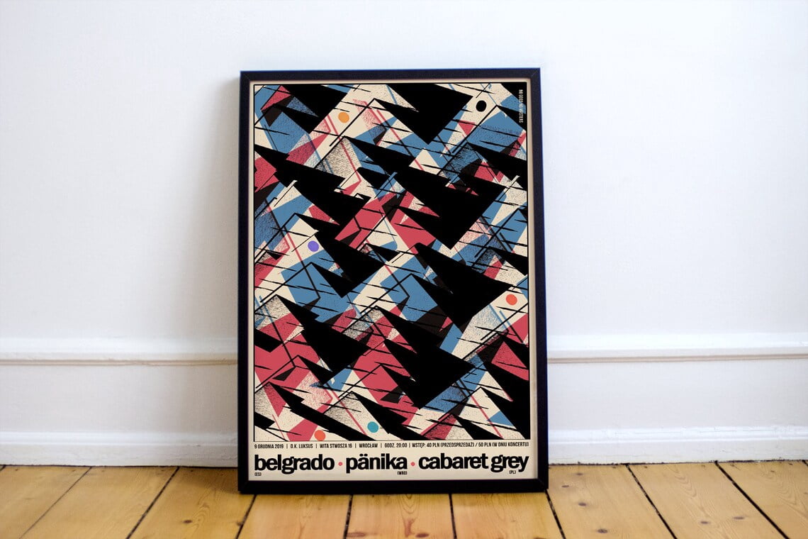 Belgrado Panika Cabaret Grey New Wave Punk Music Gig Print, Stretched ...
