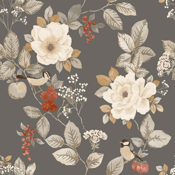 Belgravia Decor Bramble Charcoal Floral Wallpaper - Walmart.com