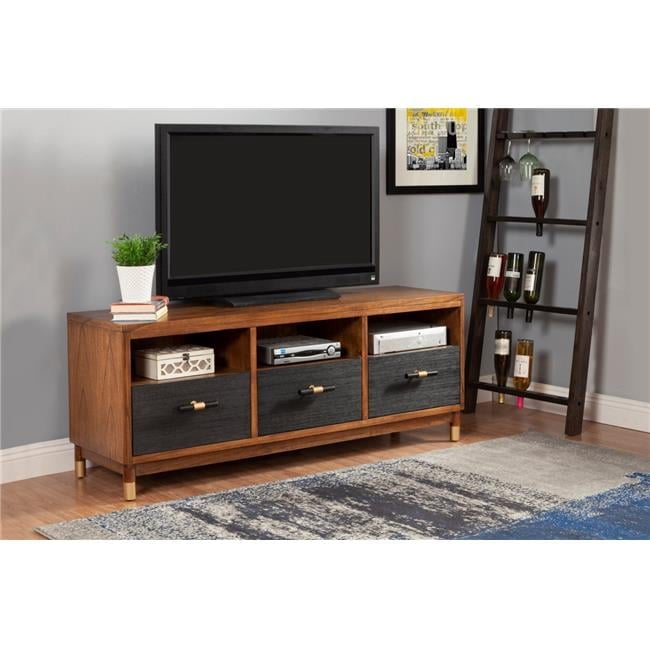 Belham 3 Drawer TV Console, Two Tone - Dark Walnut & Black - Walmart.com