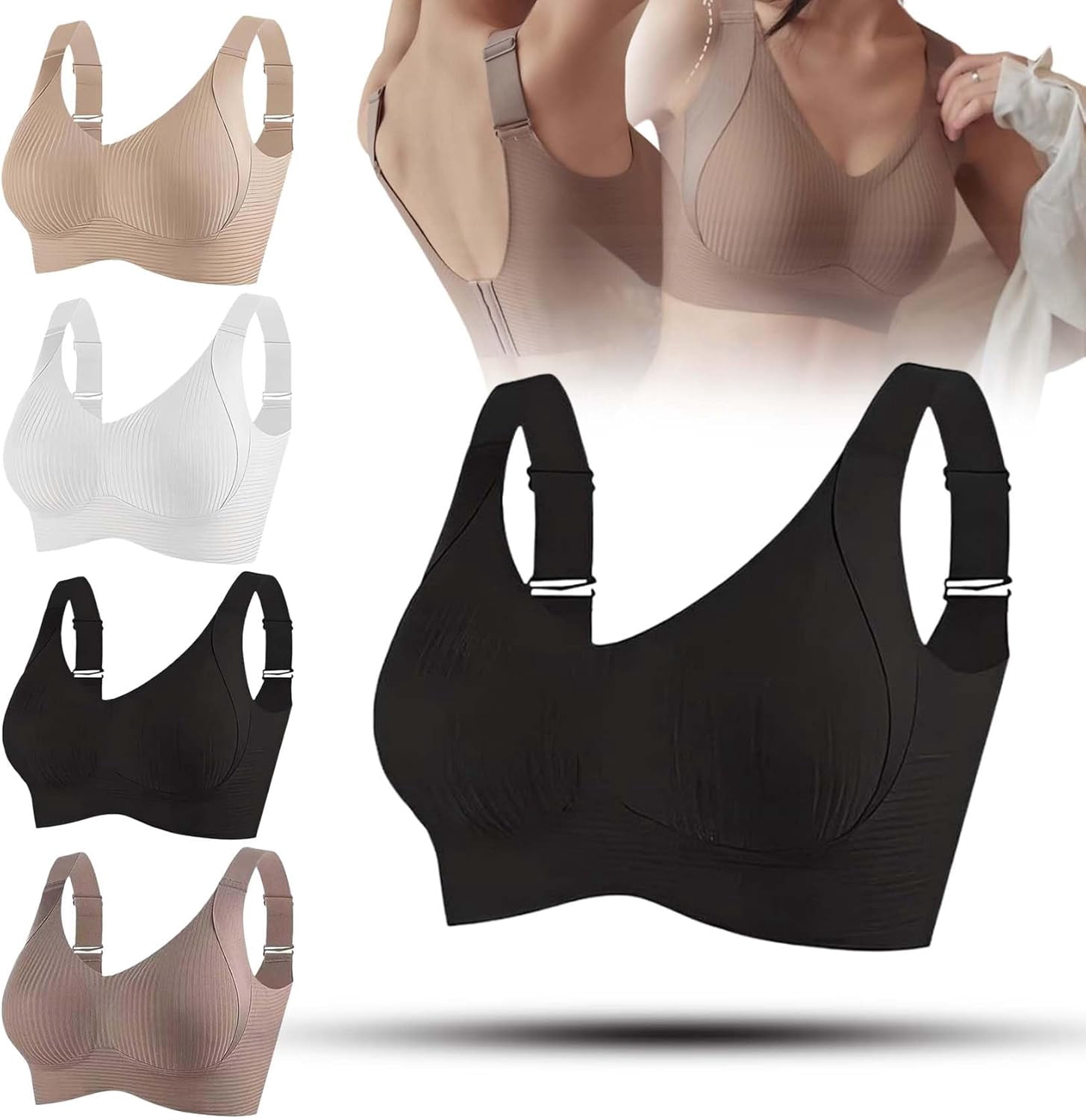 Beliablefor Bra, Dotmalls Invisible Lift Bra, Women's Ribbed Push up ...